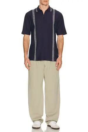 PALMES Panel Zip Polo - Navy