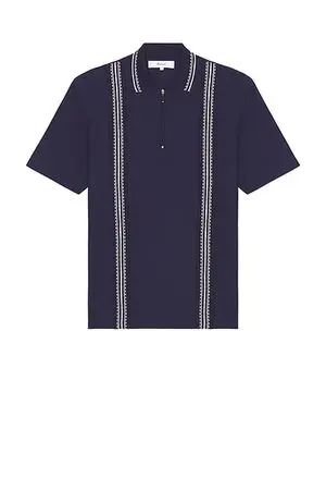 PALMES Panel Zip Polo - Navy