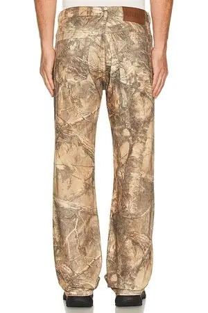 PLEASURES Hendrix Flare Jeans In Camouflage Print - Brown Tree