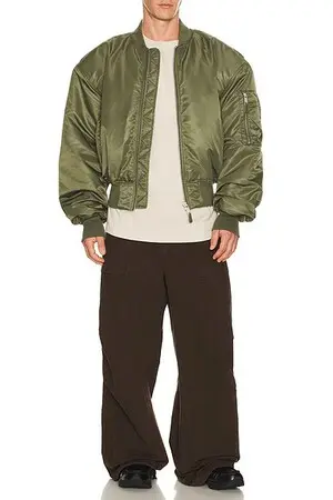 ENTIRE STUDIOS Cropped Bomber Jacket - Khaki