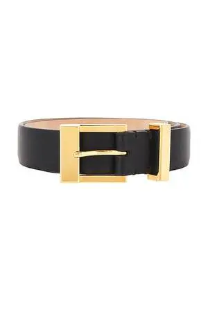 Khaite Manhattan 30mm Leather Belt With Gold-plated Brass Buckle - Black