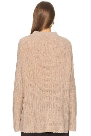 Lapointe Oversized Crewneck Sweater In Plush Boucle - Champagne