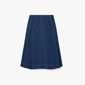 Tory Burch Pleated Denim Skirt