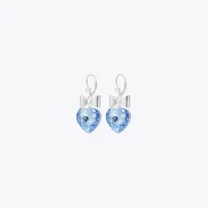 Tory Burch Curiosity Heart And Bow Earrings - Light Silver/blue