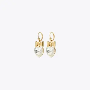 Tory Burch Curiosity Heart And Bow Earrings - Tory Gold/crystal