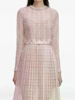 SELF-PORTRAIT Lace Pleated Midi Dress