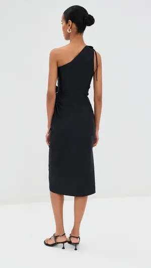 Coperni Asymmetric Mini Flower Gown - Black