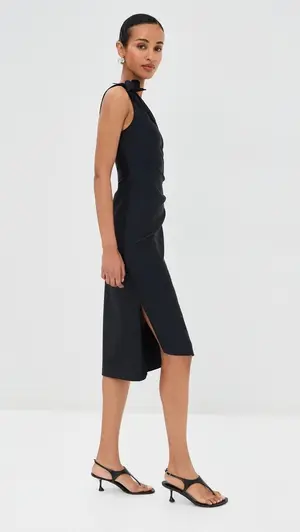 Coperni Asymmetric Mini Flower Gown - Black
