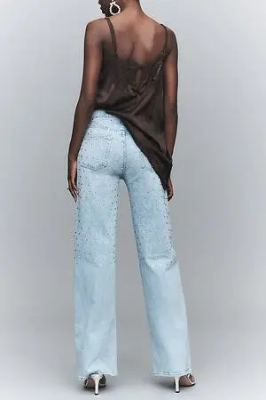 Edwin Marli High-rise Wide Leg Jeans With Embellishments