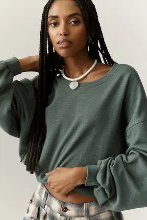 Maeve Puff-Sleeve Sweatshirt Dark Green