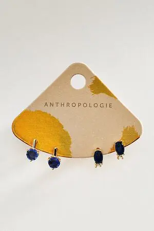 Anthropologie Multi-stone Earrings Set Of 2 - Sapphire