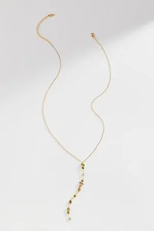 Anthropologie Mixed Crystal Y Necklace - Green