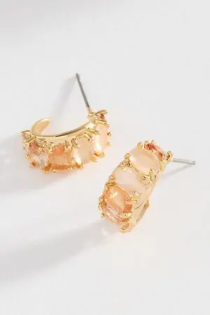 Anthropologie Crystal Baguette Earrings - Peach