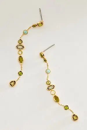 Anthropologie Delicate Stone Drop Earrings - Green