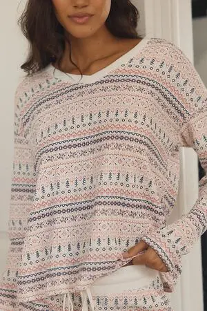 PAPINELLE Fairisle Waffle-knit Pajama Set