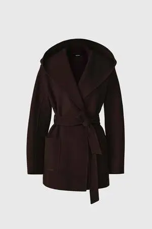 Mackage Wool Wrap Coat With Sash Belt - Coffee