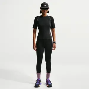 Nike Wildsee" Dri-fit Short-sleeve Base Layer Top - Black