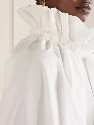 PATOU Tie-detailed Ruffled Cotton-poplin Blouse