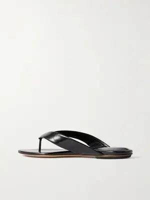 Le Monde Beryl Eel-effect Leather Sandals - Black