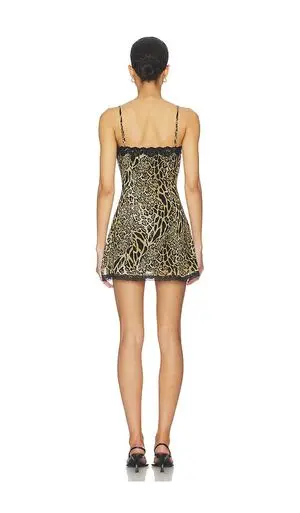 Superdown Assa Mini Dress With Leopard Print And Lace Trim
