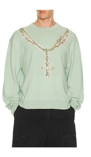 We11Done Pearl Logo Necklace Pullover