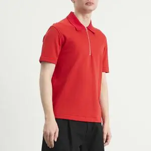 JIL SANDER Zip Short Sleeve Polo - Flame