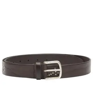 Anderson's Narrow Studded Leather Belt - Brown
