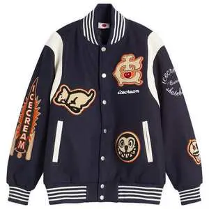 ICECREAM Collegiate Patch Varsity Jacket - Navy