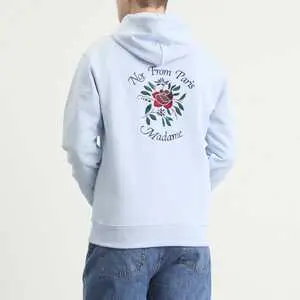 Drole De Monsieur Slogan Hoodie - Light Blue