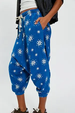 ONETEASPOON Printed Jersey Harem Pants - Blue