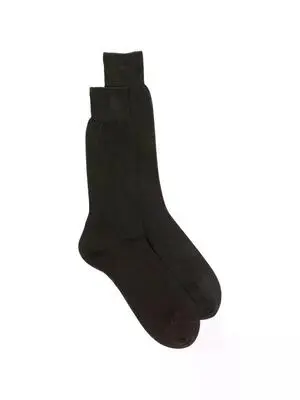 Zegna Logo-print Mid-calf Socks - 202 Brown