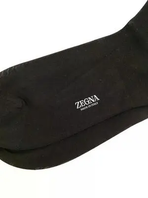 Zegna Logo-print Mid-calf Socks - 202 Brown