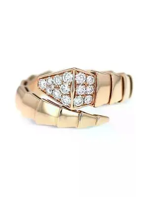 BVLGARI 18k Rose Gold Serpenti Diamond Ring - Pink