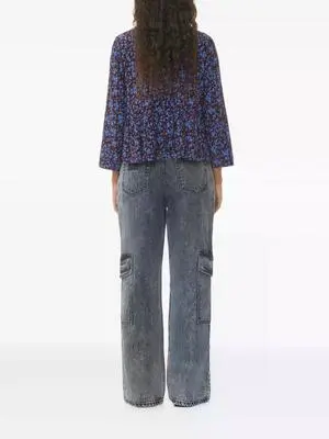 GANNI Floral-print Pleated Blouse