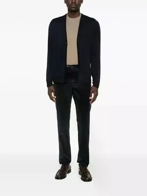 Canali V-neck Button Cardigan - Blue
