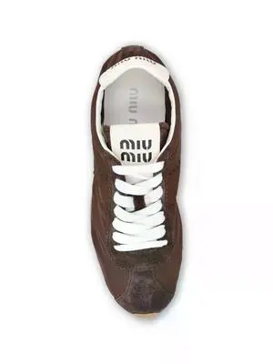 Miu Miu Plume Lace-up Sneakers - Brown