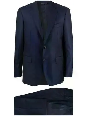 Canali Logo-patch Single-breasted Suit - Blue