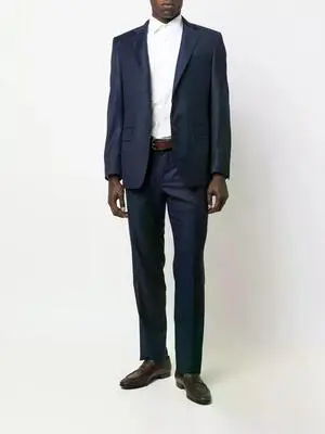 Canali Logo-patch Single-breasted Suit - Blue