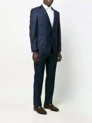 Canali Logo-patch Single-breasted Suit - Blue