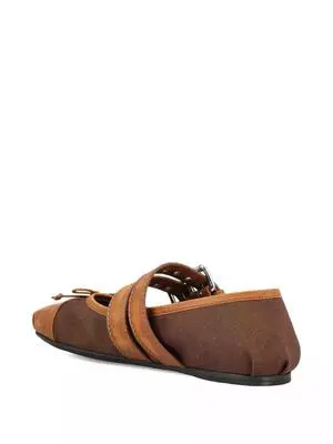 Miu Miu Buckle-strap Ballet Flats - Brown