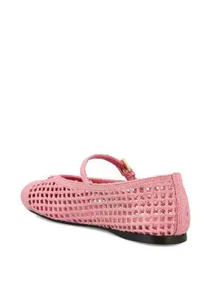 Prada Crochet-knit Buckle-strap Ballet Flats