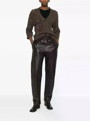Peserico Sequin Button Knitwear - Brown