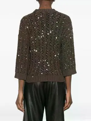 Peserico Sequin Button Knitwear - Brown