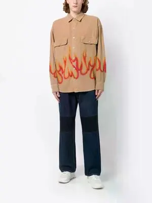 Palm Angels Flame-print Long-sleeve Shirt