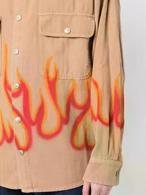 Palm Angels Flame-print Long-sleeve Shirt