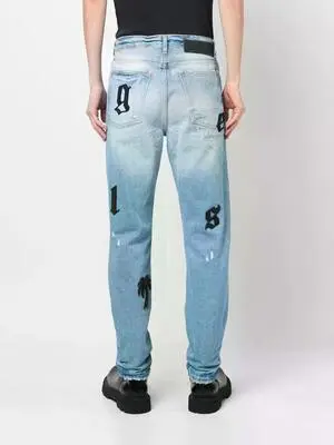 Palm Angels Logo-patches Straight-leg Jeans