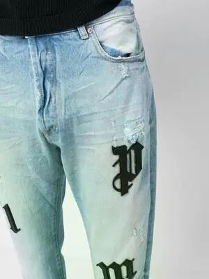 Palm Angels Logo-patches Straight-leg Jeans