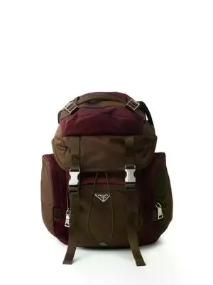 Prada Logo Plaque Buckled Backpack - Brown