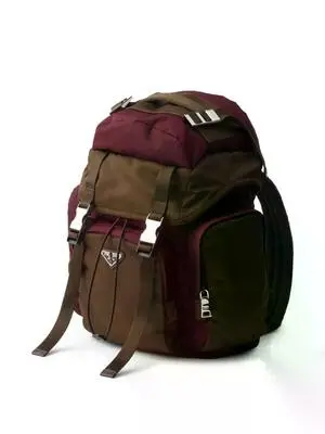 Prada Logo Plaque Buckled Backpack - Brown
