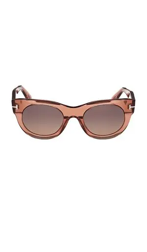 TOM FORD Round Frame Sunglasses - Shiny Terracotta & Plum